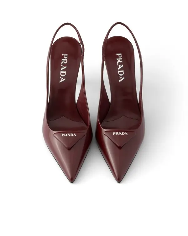 Prada Brushed Leather Slingback Pumps