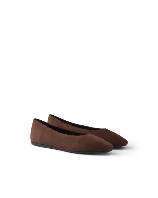 Prada Suede Ballerinas - Brown