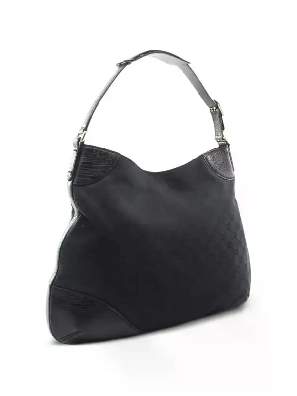 Gucci Horsebit Gg Canvas Shoulder Bag - Black