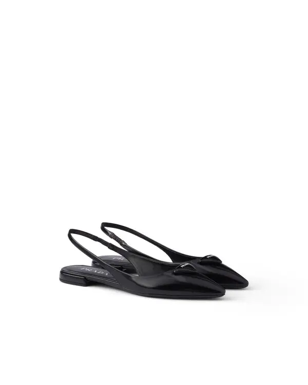 Prada Brushed Leather Ballerina Slingbacks