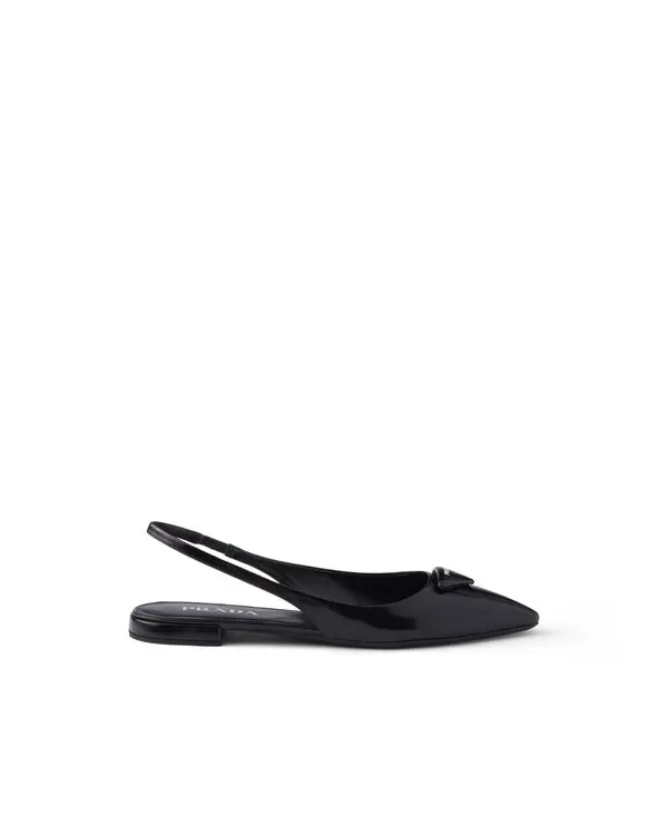 Prada Brushed Leather Ballerina Slingbacks