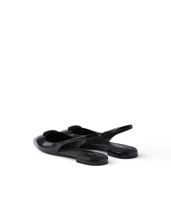 Prada Brushed Leather Ballerina Slingbacks