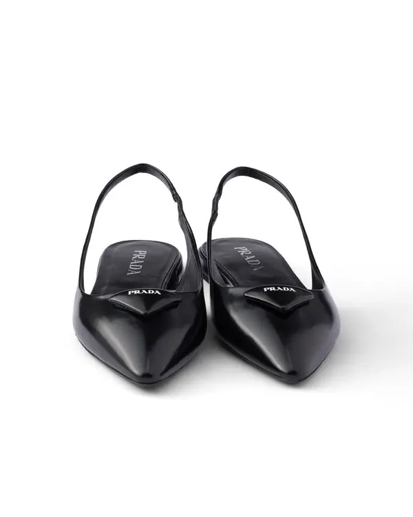 Prada Brushed Leather Ballerina Slingbacks