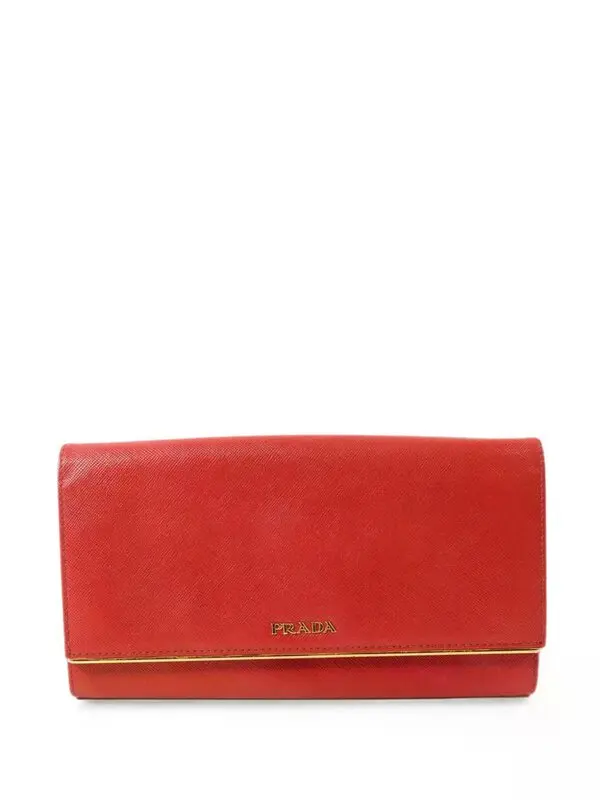 Prada Logo-detail Calfskin Long Wallet