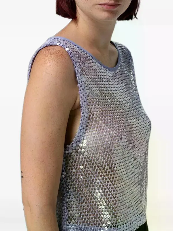 Emporio Armani Sequin-embellished Mesh Top - Purple
