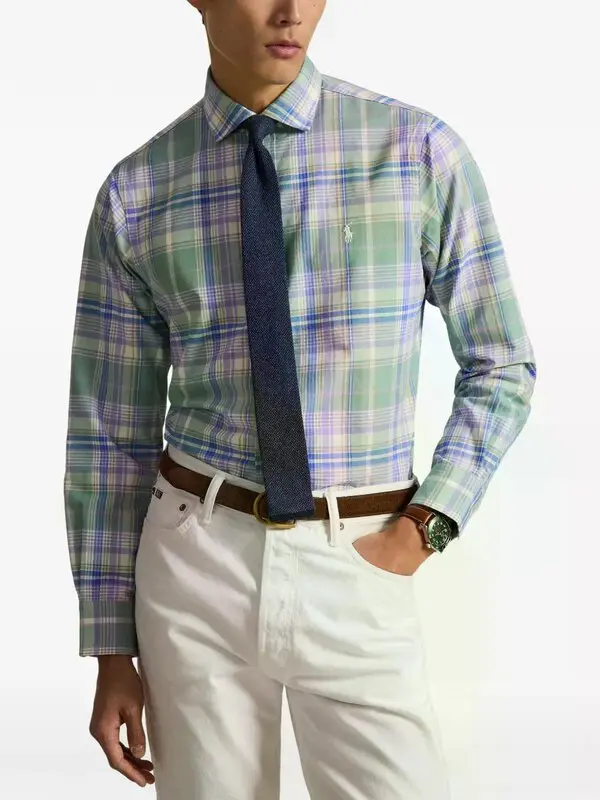 Polo Ralph Lauren Custom-fit Plaid Embroidered-logo Shirt