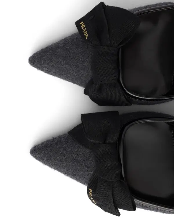Prada Fabric Slingback Pumps With Bow Detailing