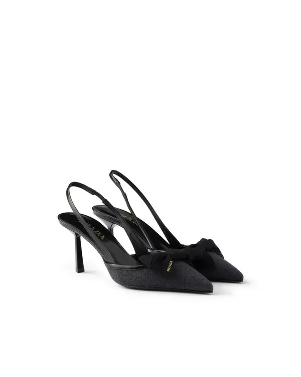 Prada Fabric Slingback Pumps With Bow Detailing
