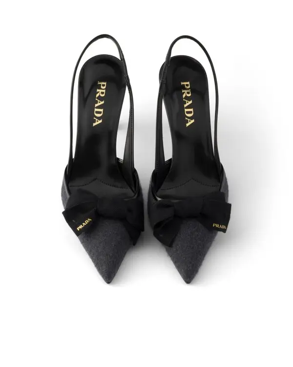 Prada Fabric Slingback Pumps With Bow Detailing