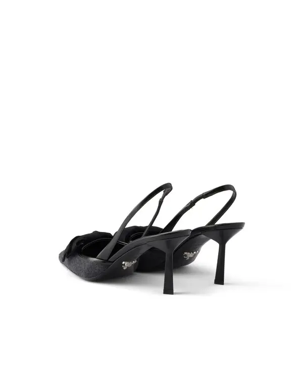 Prada Fabric Slingback Pumps With Bow Detailing