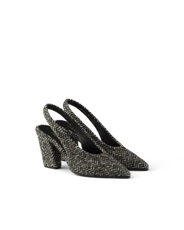 Prada Chevron Slingback Pumps - White