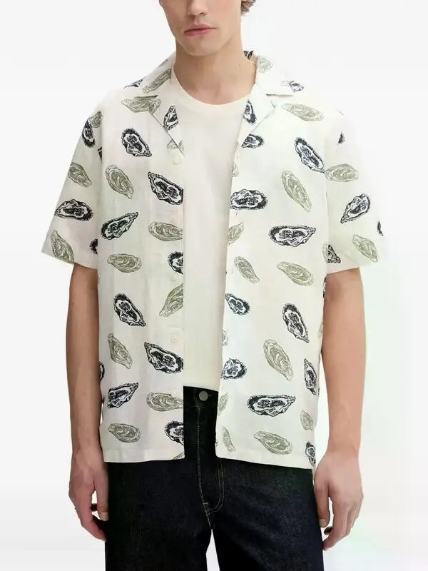 Marc O'polo Oyster-print Short-sleeve Shirt - Neutrals