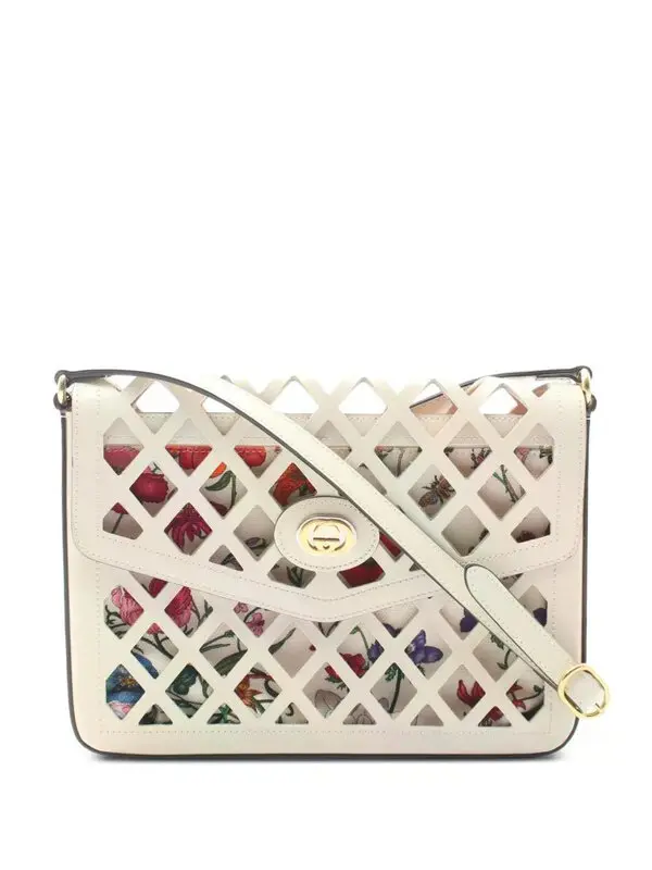 Gucci Floral Print Cut-out Shoulder Bag - Neutrals