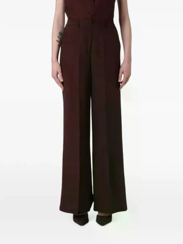 HANITA High-waisted Wide-leg Palazzo Pants - Brown