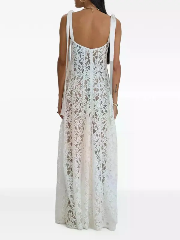 MOOS STUDIO Whisper Lace Tie-fastening Maxi Gown