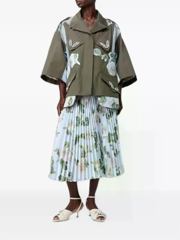 Antonio Marras Pleated Midi Skirt With Floral Print - Blue
