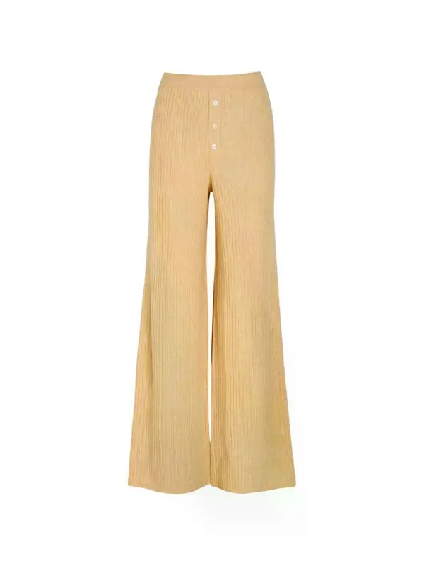 Guest In Residence Ribbed-knit Button-front Trousers