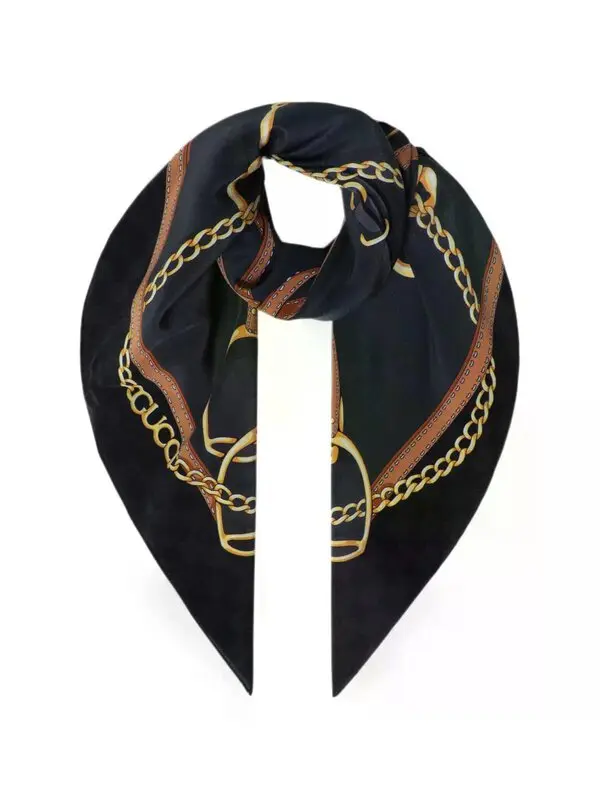 Gucci Equestrian-print Carré Scarf - Black