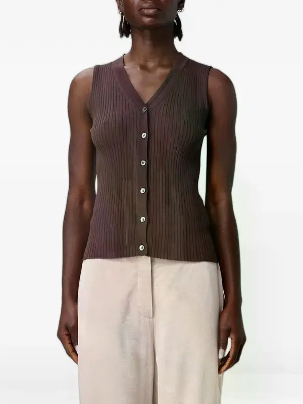 Antonio Marras Ribbed-knit V-neck Gilet - Brown