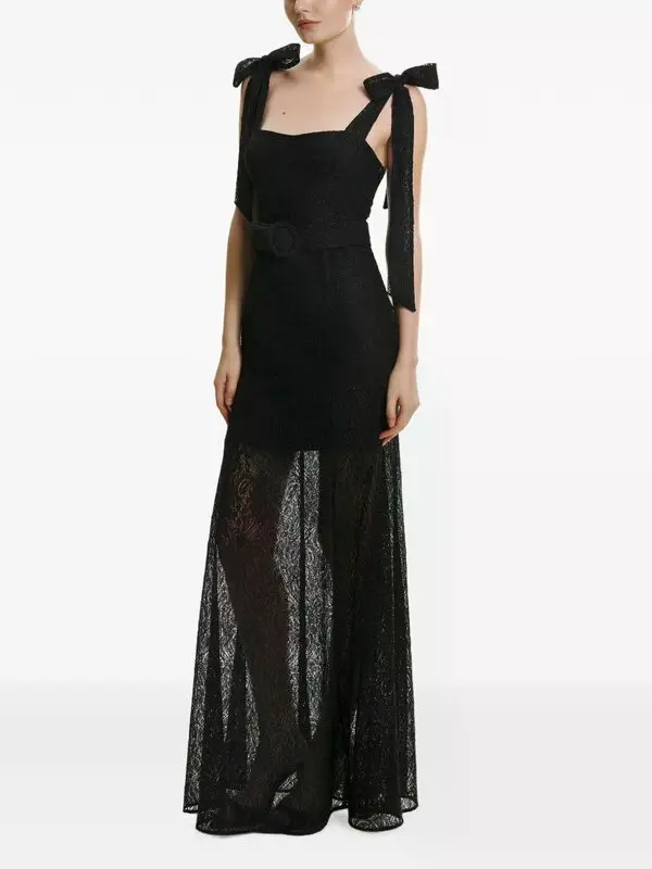 LITA COUTURE Ribbon-strap Maxi Dress