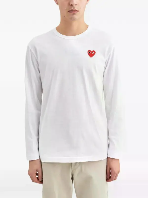 Play Comme Des Garcon Long-sleeved Heart-patch T-shirt - White