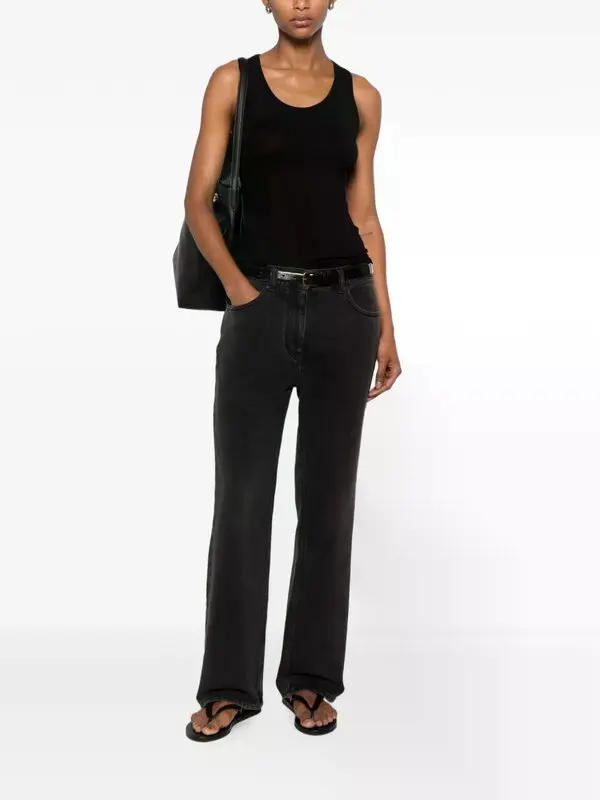 THE ROW Cendrea Ribbed Racerback Tank Top - Black