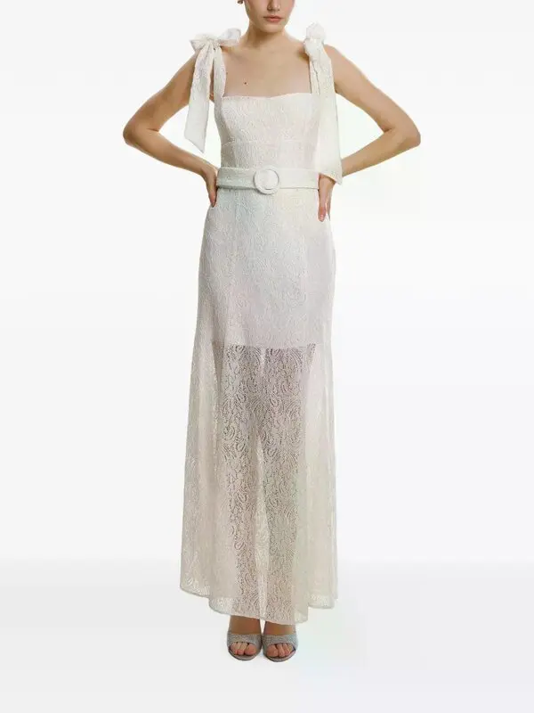 LITA COUTURE Lace Belted Maxi Dress