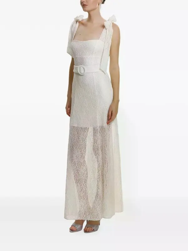 LITA COUTURE Lace Belted Maxi Dress
