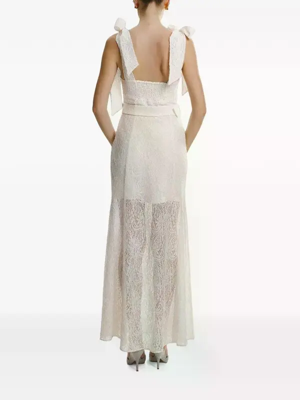 LITA COUTURE Lace Belted Maxi Dress