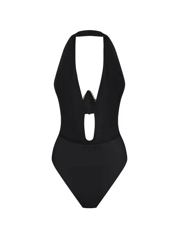 NUE Crystal-embellished Halterneck Swimsuit - Black