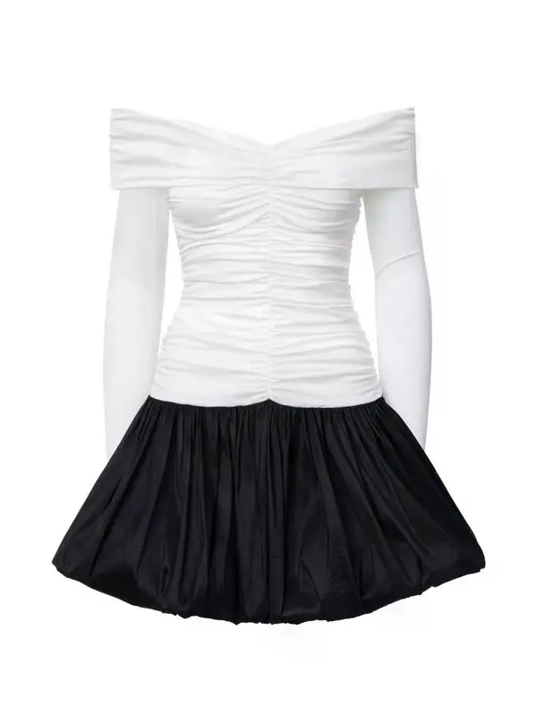 LITA COUTURE Off-the-shoulder Ruched Mini Dress - White