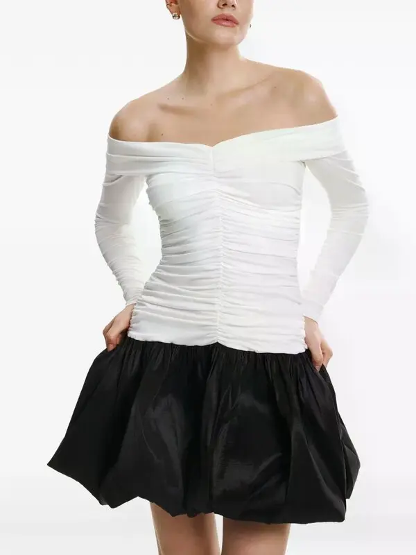 LITA COUTURE Off-the-shoulder Ruched Mini Dress