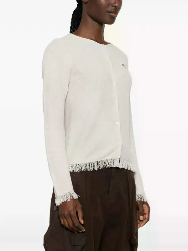 Kenzo Fringe-trim Logo-embroidered Cardigan
