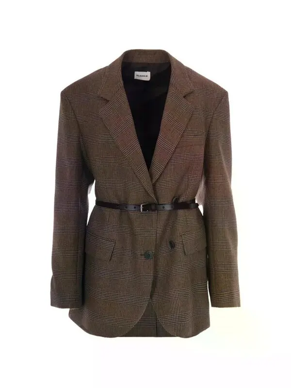 P.a.r.o.s.h Belted Checked-pattern Blazer