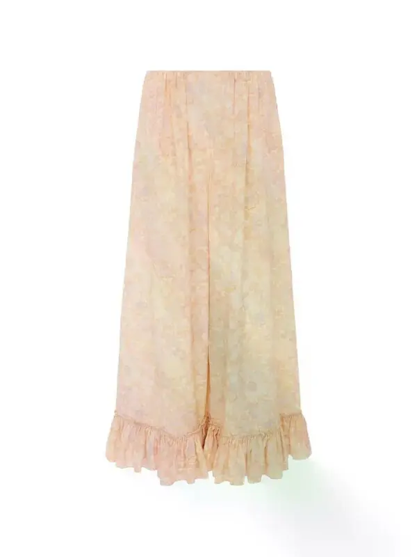 Chloé Floral Print Silk Trousers - Neutrals