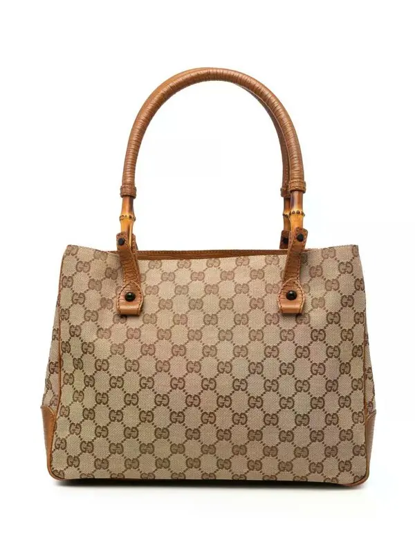 Gucci 2000-2015 Gg Canvas Bamboo Tote Bag