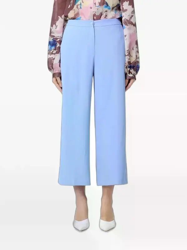 HANITA Cropped Crêpe Wide Leg Trousers - Blue