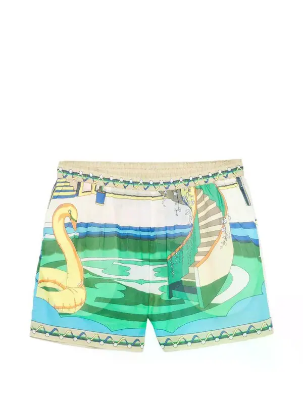 Tory Burch Camp Pool-print Shorts - Blue