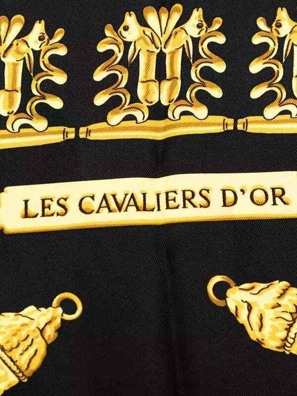 Hermès 20th Century Les Cavaliers D Or Silk Scarf 90 Scarves - Black
