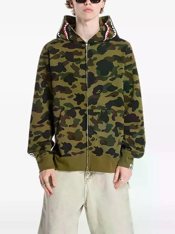 A BATHING APE 1st Camo Shark Hoodie - Green