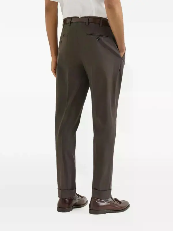 Brunello Cucinelli Garment-dyed Italian Fit Trousers In American Pima Comfort Cotton Gabardine - Brown