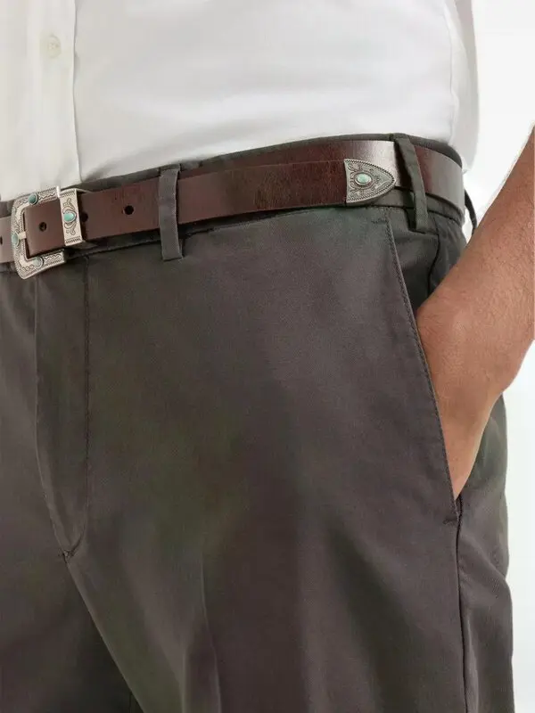 Brunello Cucinelli Garment-dyed Italian Fit Trousers In American Pima Comfort Cotton Gabardine - Brown