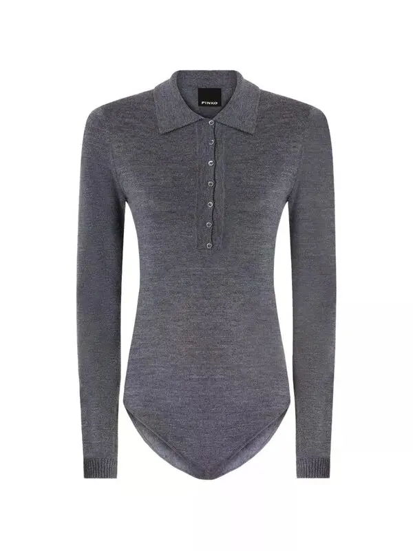 Pinko Fine-knit Long-sleeve Bodysuit - Grey