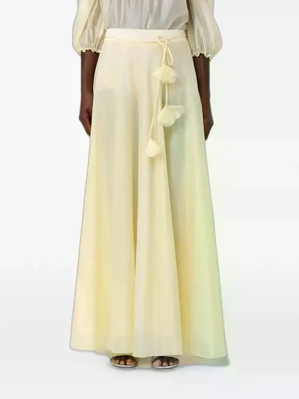 HANITA Floral-detail Chiffon Maxi Skirt - Yellow
