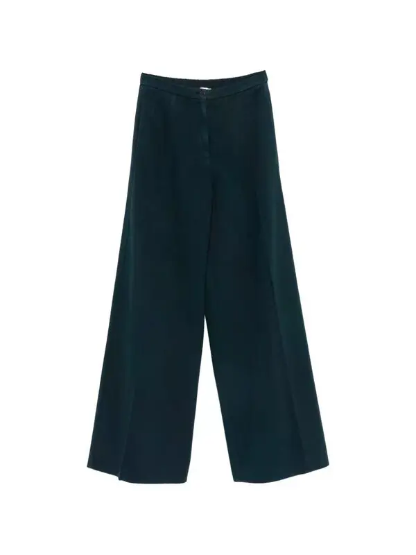 FORTE_FORTE Navy Cotton Palazzo Pants - Blue