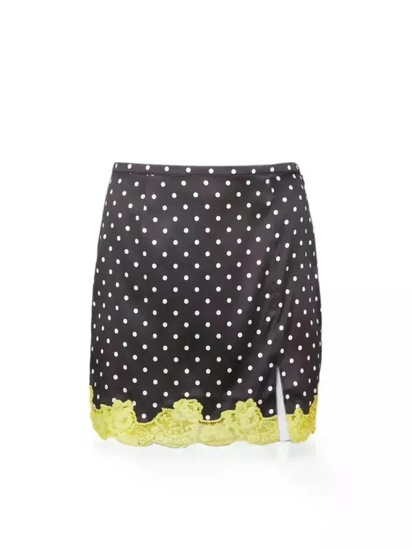 FLEUR DU MAL Juliet Polka-dot Lace-trim Mini Skirt
