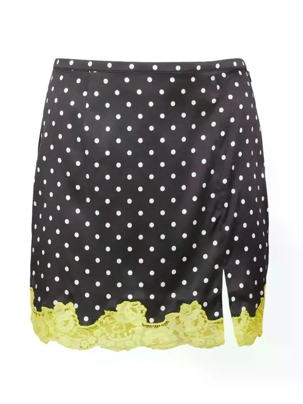 FLEUR DU MAL Juliet Polka-dot Lace-trim Mini Skirt - Black