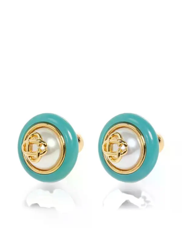 Casablanca Pearl-embellished Logo Earrings