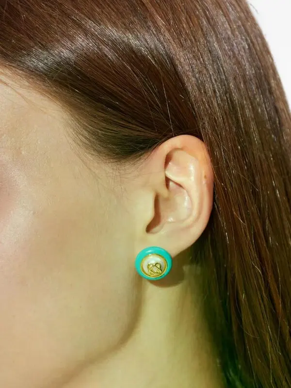Casablanca Pearl Embellished Logo Earrings