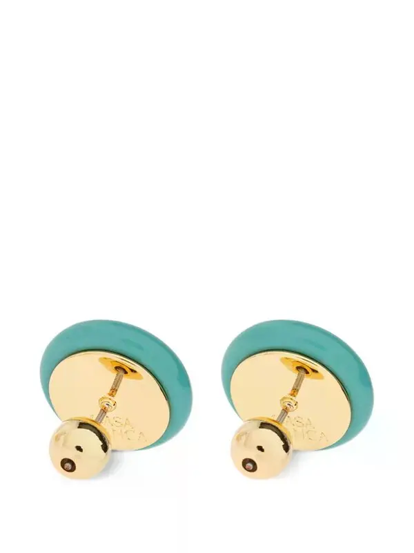 Casablanca Pearl Embellished Logo Earrings